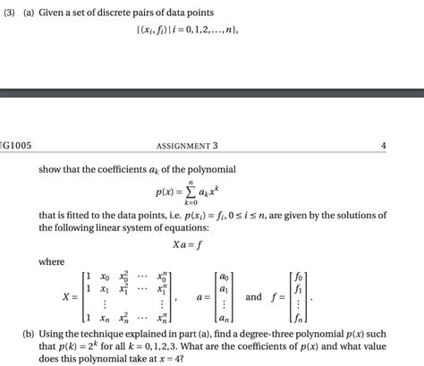 Solved A Given A Set Of Discrete Pairs Of Data Points Chegg