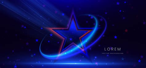 추상적인 별은 진한 파란색 배경에 속도 모션 블러 효과가 있는 파란색과 빨간색 조명 라인을 빛나게 합니다 배경 주제에 대한 스톡 벡터 아트 및 기타 이미지 Istock