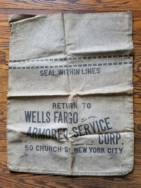 Vintage Humongous Wells Fargo Canvas Currency Money Bag 22 X28 Ebay