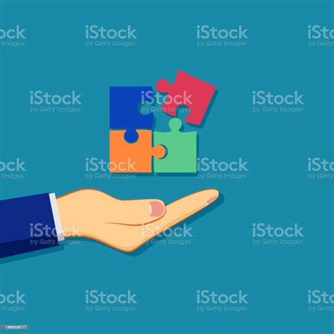손에 직소 퍼즐 문제 해결 개념 직소 퍼즐 벡터 일러스트레이션 퍼즐에 대한 스톡 벡터 아트 및 기타 이미지 퍼즐 일체감 사람들 Istock