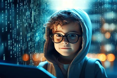 Premium AI Image Coding And Programming Smart Kid In Babe