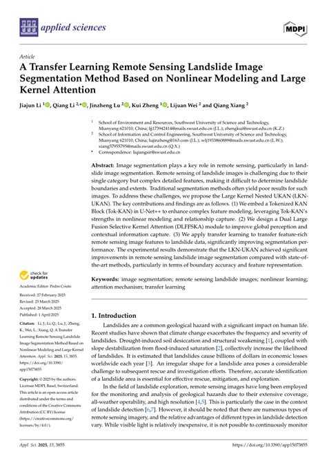 Pdf A Transfer Learning Remote Sensing Landslide Image Segmentation Method Based On Nonlinear
