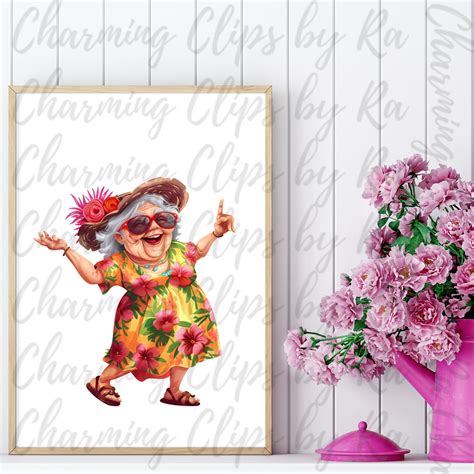 Funny Old Ladies Clipart Elderly Clipart Summer Vibe Clipart Old