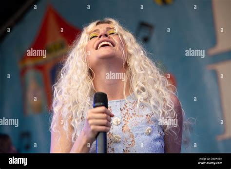London England 24th May 2025 Pixie Lott Wears A Tshirt Ted By A Fan As She Presents New