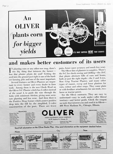 1934 Oliver Line Of Farm Equipment Starring 9 C Corn Planter 1130 Ebay
