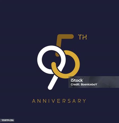 간단한 모노 그램 색상 번호 95 주년 기념 Logooverlapping입니다 인사말 카드 및 초대장 카드를 위한 디자인 벡터