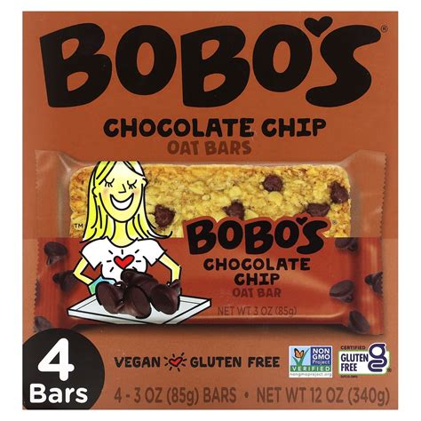 Bobos Oat Bars Chocolate Chip Oat Bars 4 Bars 3 Oz 85 G Each Pack