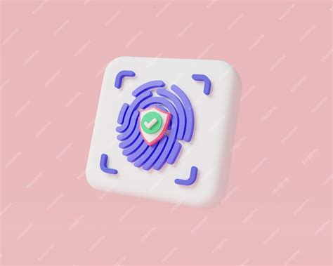 방패 보호 및 체크 표시가 있는 지문 아이콘 터치 Id 아이콘 손가락 디지털 보안 개인 정보 보안 지문 스캐닝 사이버 보안 개념
