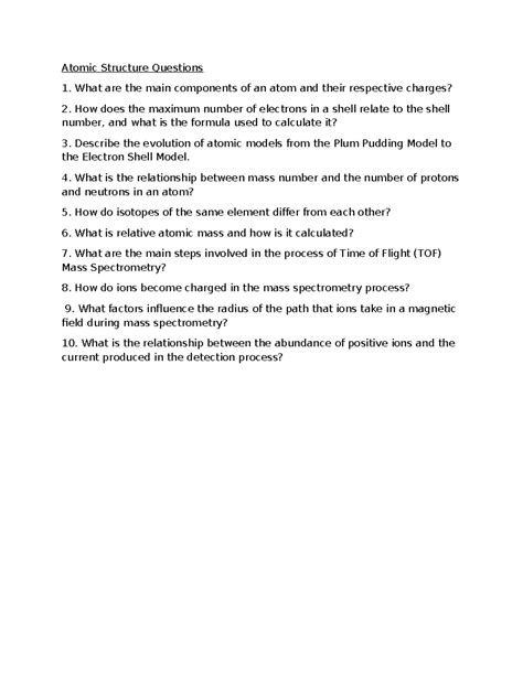 Atomic Structure Questions Atomic Structure Questions What Are The