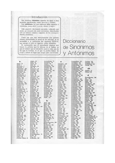 Diccionario De Sinonimos Y Antonimos Introducci6én Son Términos Sinénimos Aquellos De Igual O