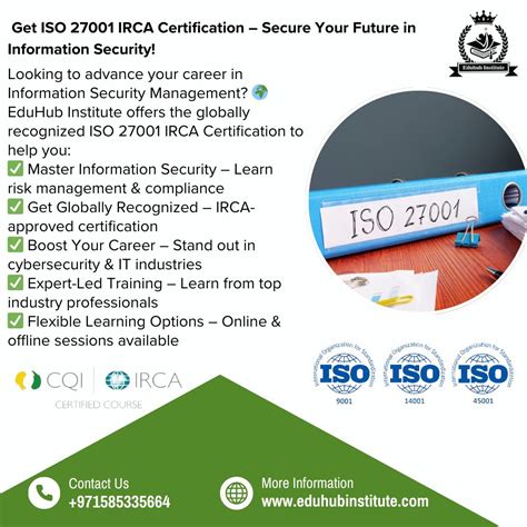 Iso27001 Irca Informationsecurity Cybersecurity Eduhubinstitute Careergrowth Eduhub