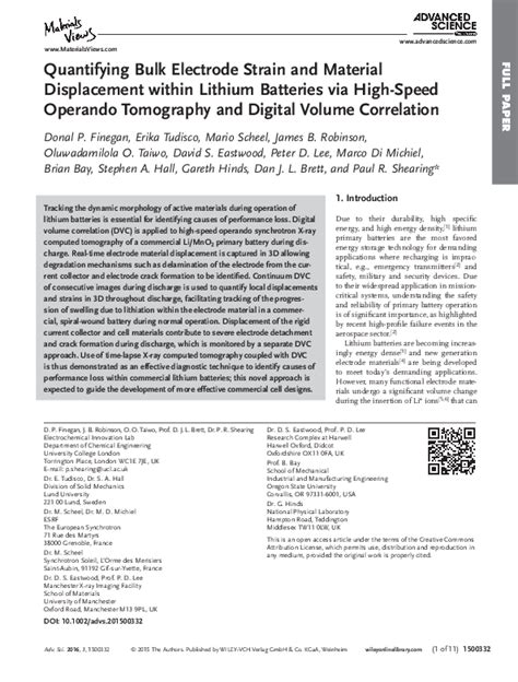 Pdf Quantifying Bulk Electrode Strain And Material Displacement
