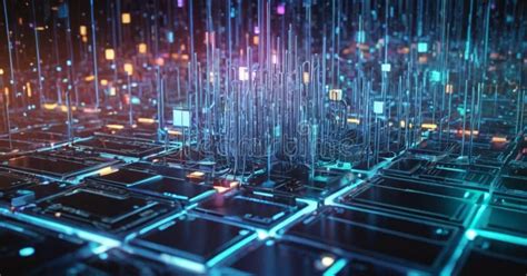 This Image Features A Complex Network Of Interconnected Nodes And Lines Stock Illustration