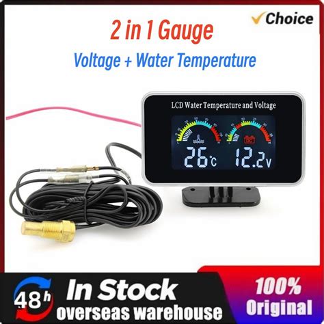 IN Car LCD Meter Digital Voltage Water Temperature Gauge Mm Sensor Universal Instrument