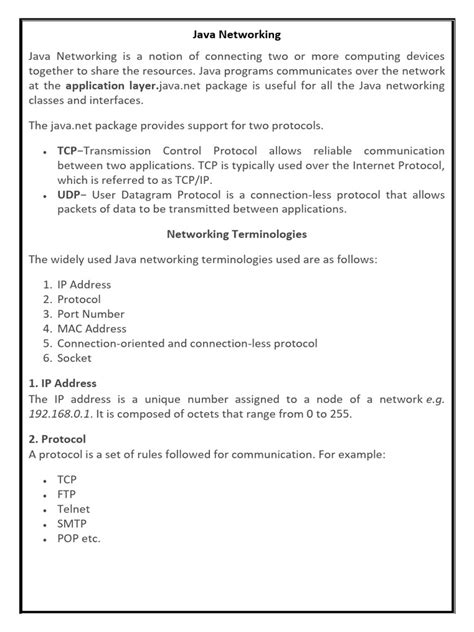 Java Networkingunit3 Pdf Port Computer Networking Network Socket