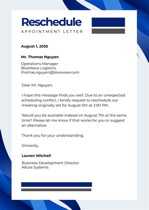 Free Reschedule Appointment Template To Edit Online