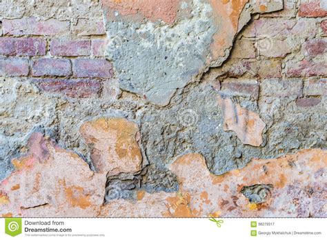Background Old Brick Wall With Remnants Of Plaster Stock Image Image