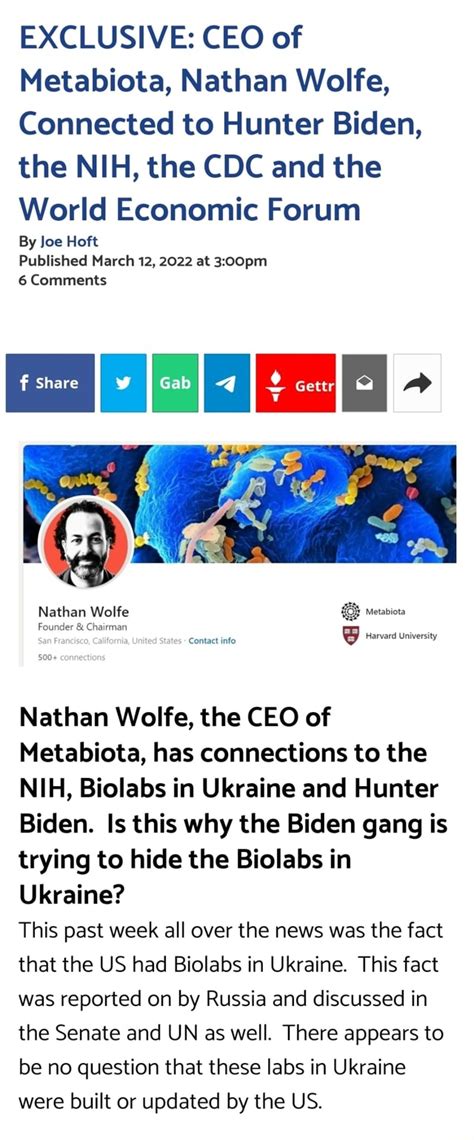Exclusive Ceo Of Metabiota Nathan Wolfe Connected To Hunter Biden