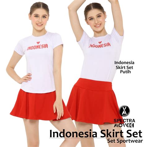 Jual Setelan Merah Indonesia Skirt Set Baju Senam Merah Putih Setelan