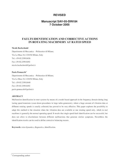 PDF Faults Identification And Corrective Actions In Rotating
