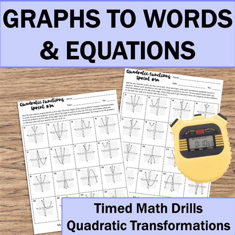 Transformations Of Quadratic Functions Timed Math Drills For Fluency
