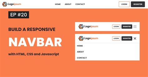 Создайте адаптивную навигационную панель с помощью Html Css и Javascript