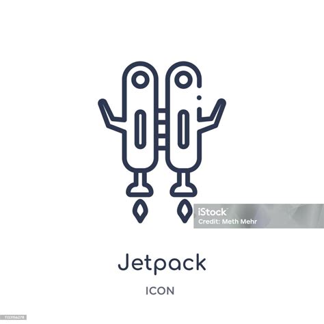 미래 기술 개요 컬렉션에서 선형 제트 팩 아이콘 얇은 라인 제트 팩 아이콘 흰색 배경에 고립입니다 제트 팩 유행 그림 거북이에 대한 스톡 벡터 아트 및 기타 이미지 Istock