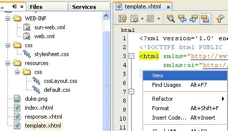 A Practice On How To Create And Use The Java Facelets Template For
