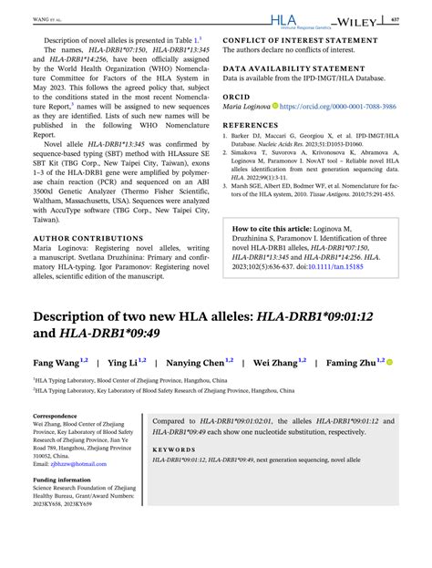 Description Of Two New Hla Alleles Hla‐drb1 09 01 12 And Hla‐drb1 09 49