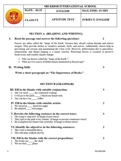 English Aptitude Test G6 Pdf Deforestation Forests