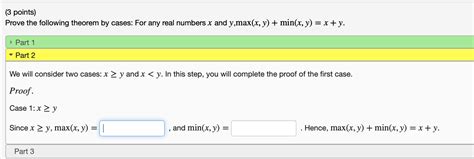 Solved 3 Points Prove The Following Theorem By Cases For Chegg Com