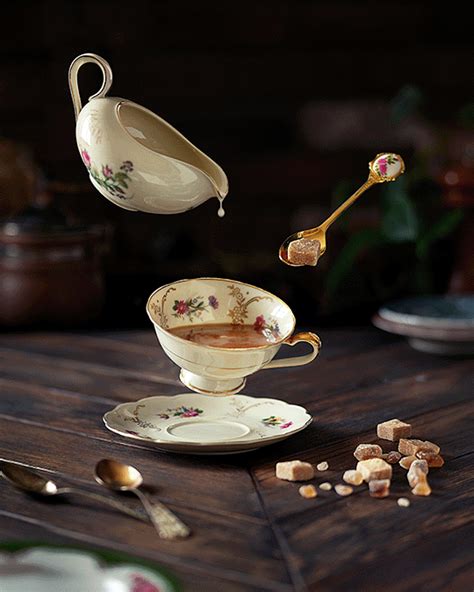 Cinemagraph Artist Kayemar52 Teacups And Saucers On Wooden Table