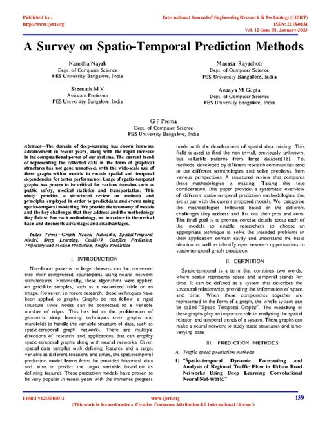 A Survey On Spatio Temporal Prediction Methods Ijertv 12is010073 A Survey On Spatio Temporal