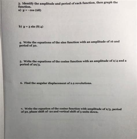 Solved PRECALCULUS GRAPHS OF TRIG FUNCTIONS TRIG FUNCTIONS Chegg Com