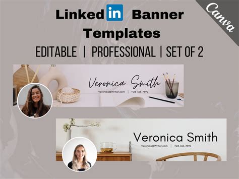 Linkedin Banner Canva Editable Template Minimalist Banner Design Profile Branding Header