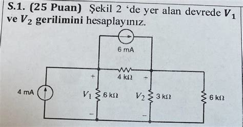 solved please calculate the voltages v1 ﻿and v2 ﻿in the