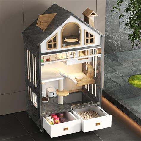 Htocinq Luxury Cat Villa For Multi Cat Households Extra Large Indoor