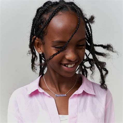 Mini Twinkle Girls Enamel Name Necklace In Sterling Silver Theo Grace