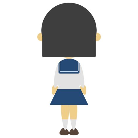 セーラー服の後姿の女子学生のフリーイラスト フリーイラスト・クラシック（フリクラ）