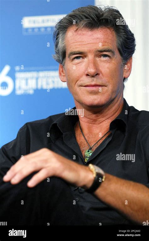 Pierce Brosnan Smiles At A Press Conference Forseraphim Falls During