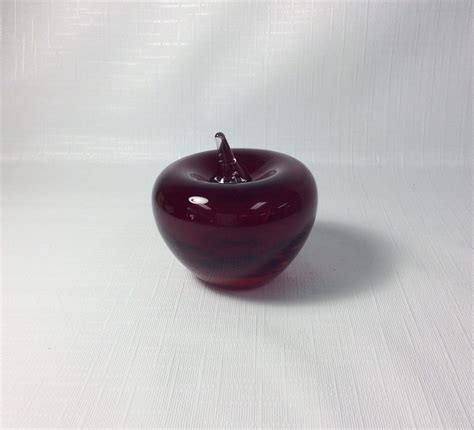 Blenko Glass Miniature Crab Apple Ruby With Crystal Stem