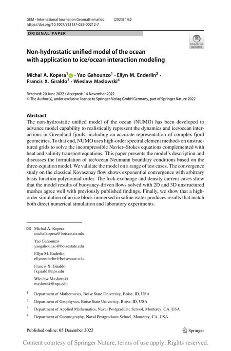non hydrostatic unified model of the ocean with application to ice