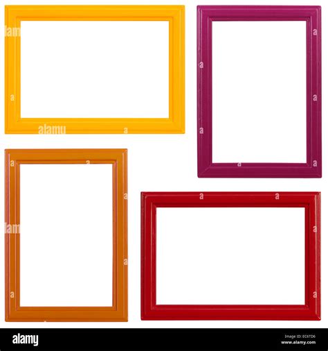 Four Different Coloured Wooden Picture Frames On White Background Stock Photo Alamy