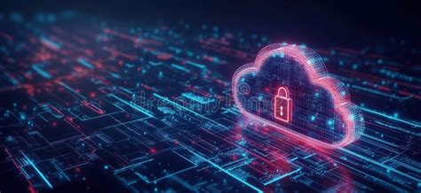 Cloud Computing Security Concept With Digital Cloud And Padlock Symbol