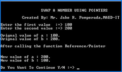 Swap A Number Using Pointers Sourcecodester