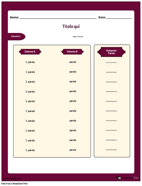 Foglio Di Lavoro In Inglese Con Parole Composte