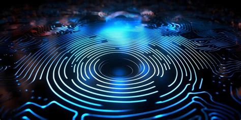 Utilizing Biometric Data For Cybersecurity Digital Fingerprint Scanner Verifies Identity Concept