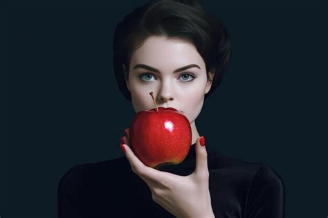 Premium Ai Image Female Model Posing With An Apple