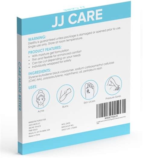 Jj Care Hydrocolloid Dressing 6x6 Pack 5 08mm Thick Large Hydrocol