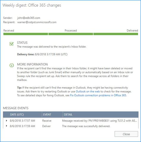 Improved Version Of Office 365 Message Tracking
